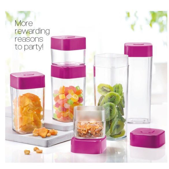 72254* Tupperware Tea Caddy Premium Canister Stackable 840ml / 560ml ...