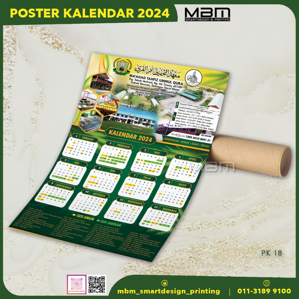 Kalendar Poster Boleh Edit 2024 A3, A4 dan A5. FREEEE Custom Design ...