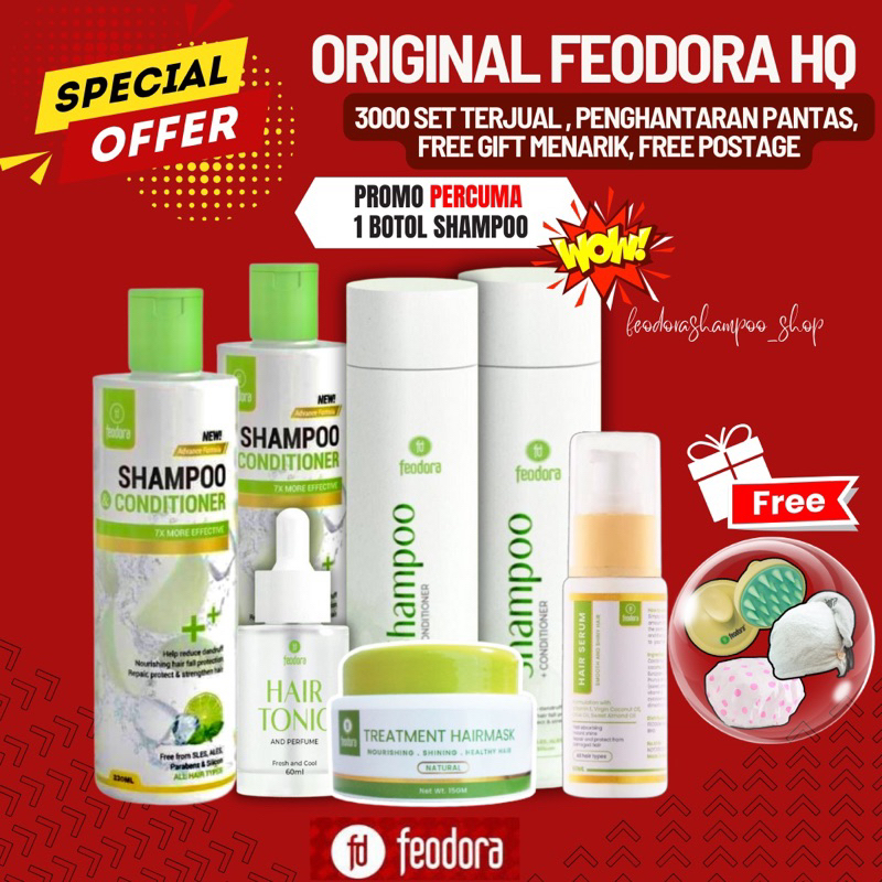 🔥FEODORA SHAMPOO & CONDITIONER + HAIR SERUM + HAIR TONIC🔥 | Shopee Malaysia