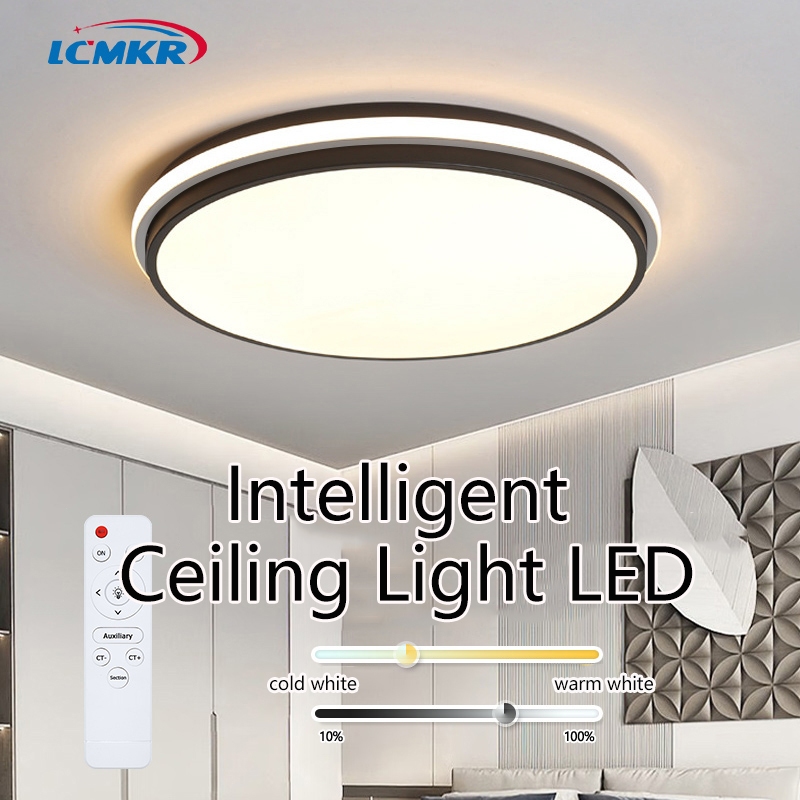 LCMKR LED Ceiling Lamp Modern LED Round Ceiling Lamp 36W Tricolor Lamp With Remote Reception ...