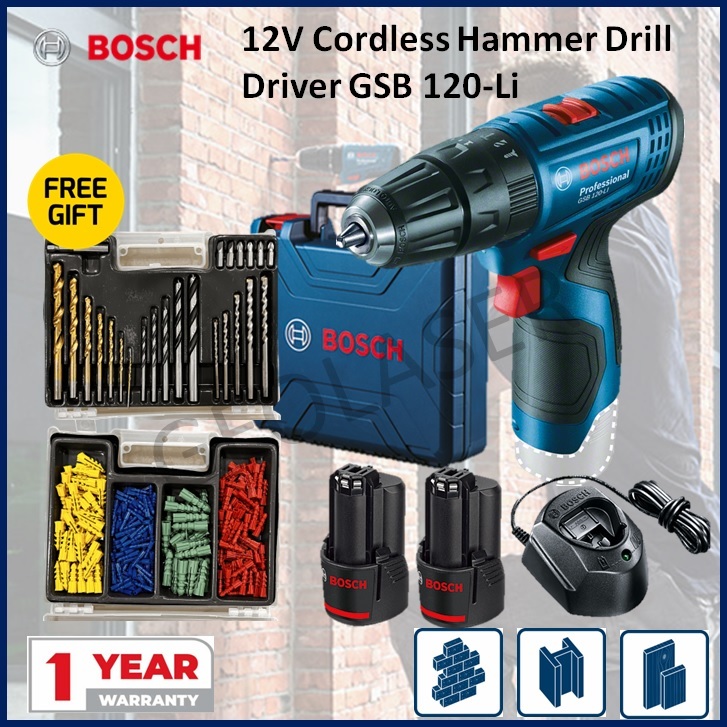 Bosch 12V GSB 120-LI GEN 2 Cordless Impact Drill FOR CEMENT BRICKWALL ...