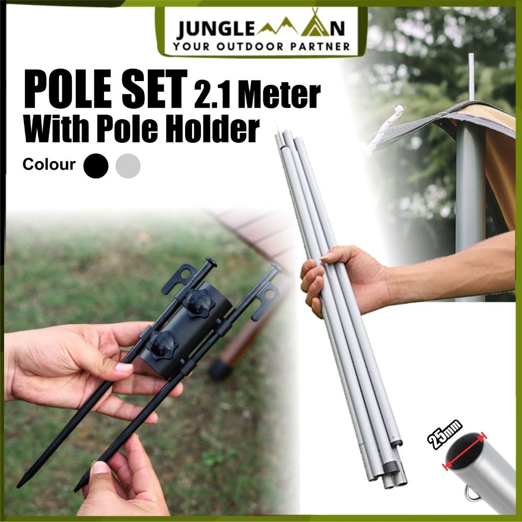 JUNGLEMAN Poles Set 2.1m With Adjustable Pole Holder Flysheet | Shopee ...