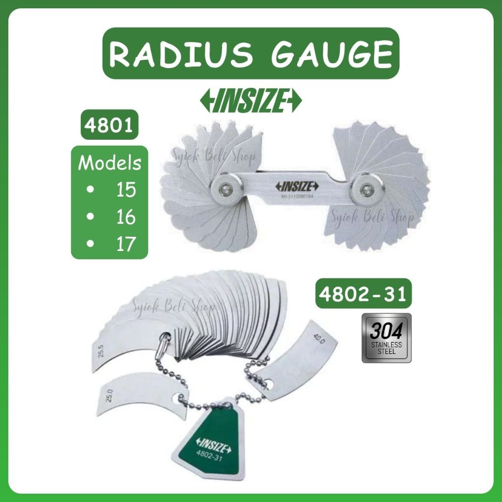 INSIZE Radius Gauge / Radius Gage Metric Engine Cylinder Range 25-40mm ...