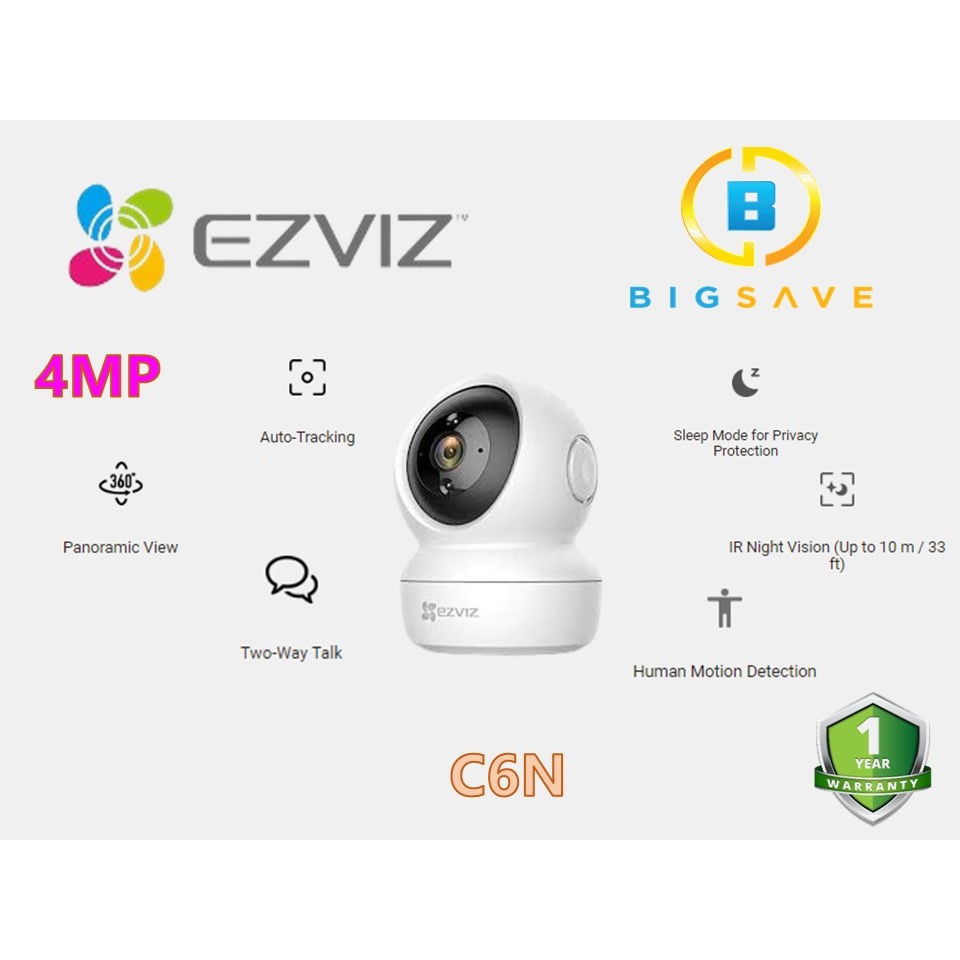 EZVIZ 4MP C6N PAN & TILT SMART HOME WIRELESS SECURITY CAMERA | Shopee ...