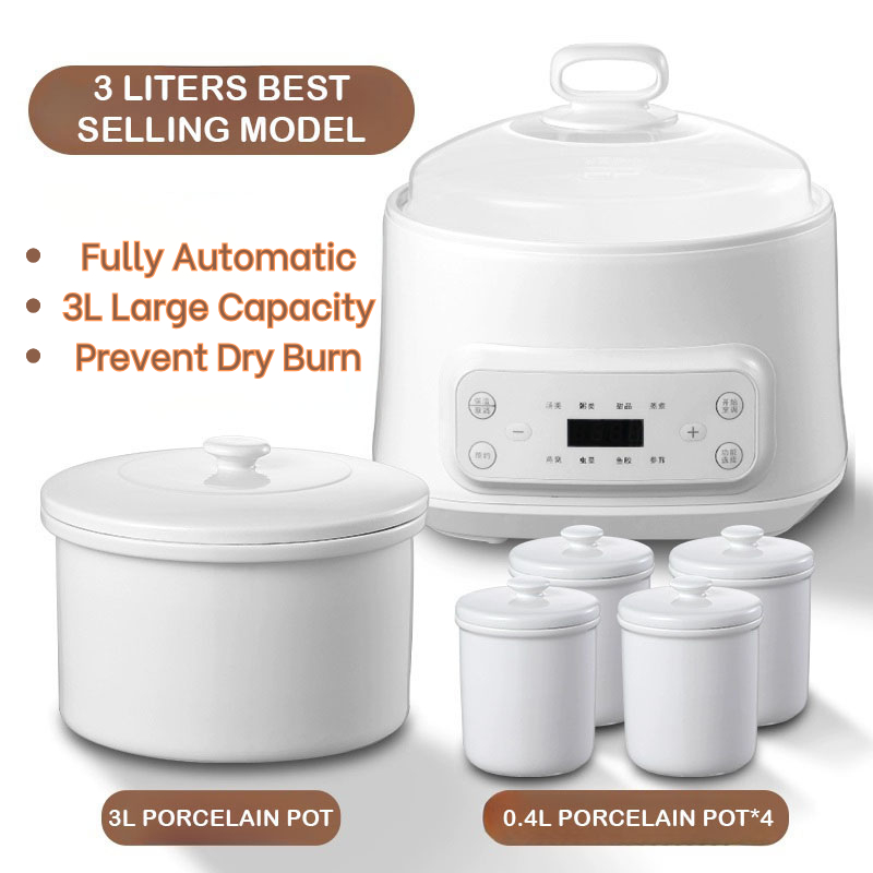 3L Electric Fully Automatic Slow Cooker Stew Pot 3L电全自动慢炖锅 Periuk Rebus ...