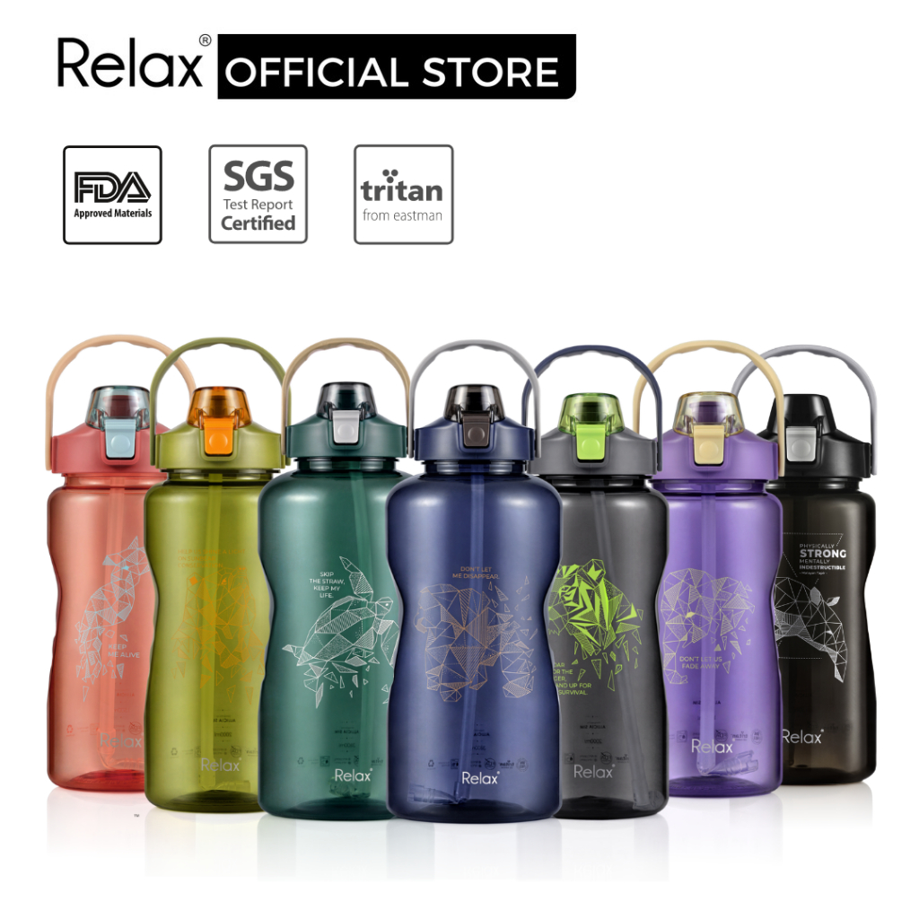 RELAX Tritan Botol Air Dengan Penyedut Water Bottle With Straw - D74 ...