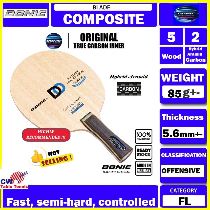 Donic Original True Carbon Inner Soft Control Acceleration Table Tennis ...
