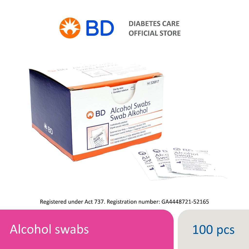BD Alcohol Swabs/Pads 70% Isopropyl Alcohol (100 Pcs/Box) Exp date ...