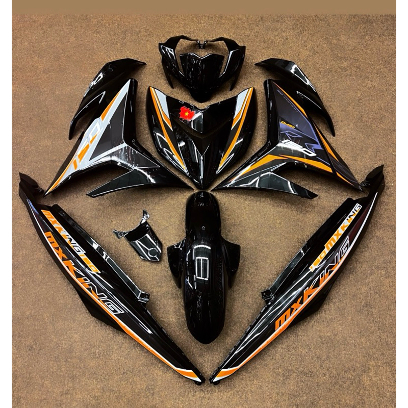 COVERSET Y15ZR V1/V2 MX KING HITAM OREN HLY ORIGINAL STICKER TANAM ...