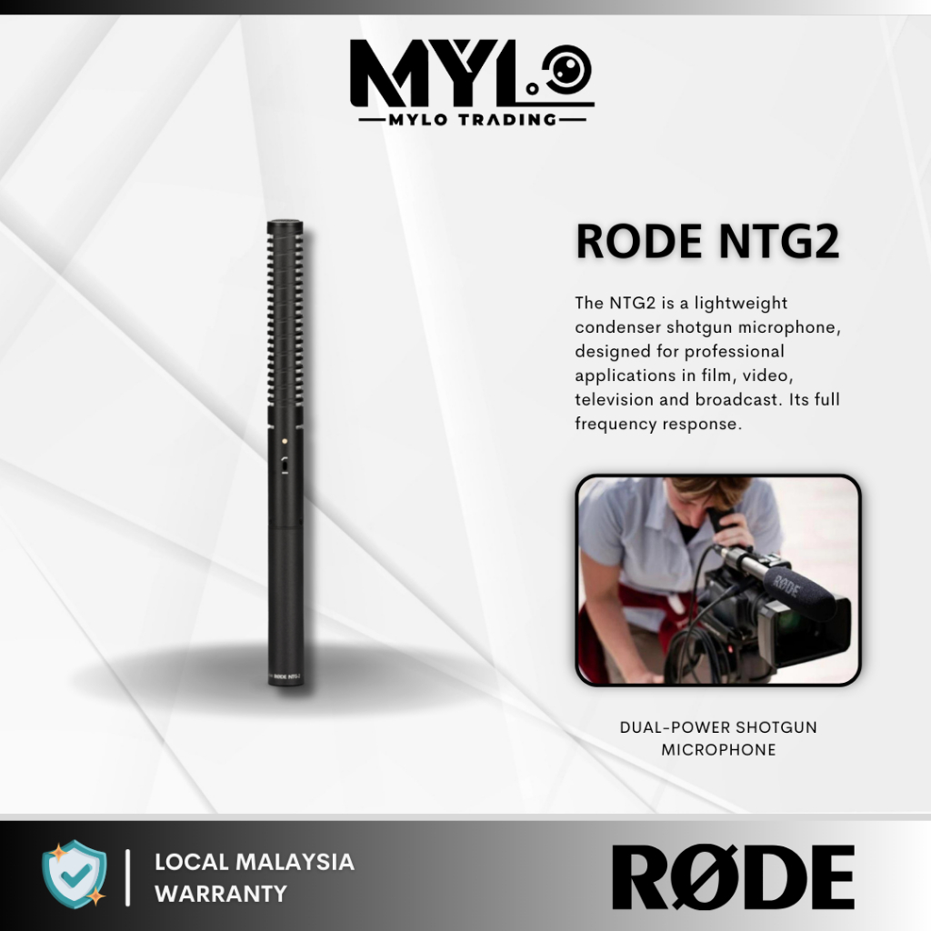 Rode NTG2 Battery or Phantom Powered Condenser Shotgun Microphone ...