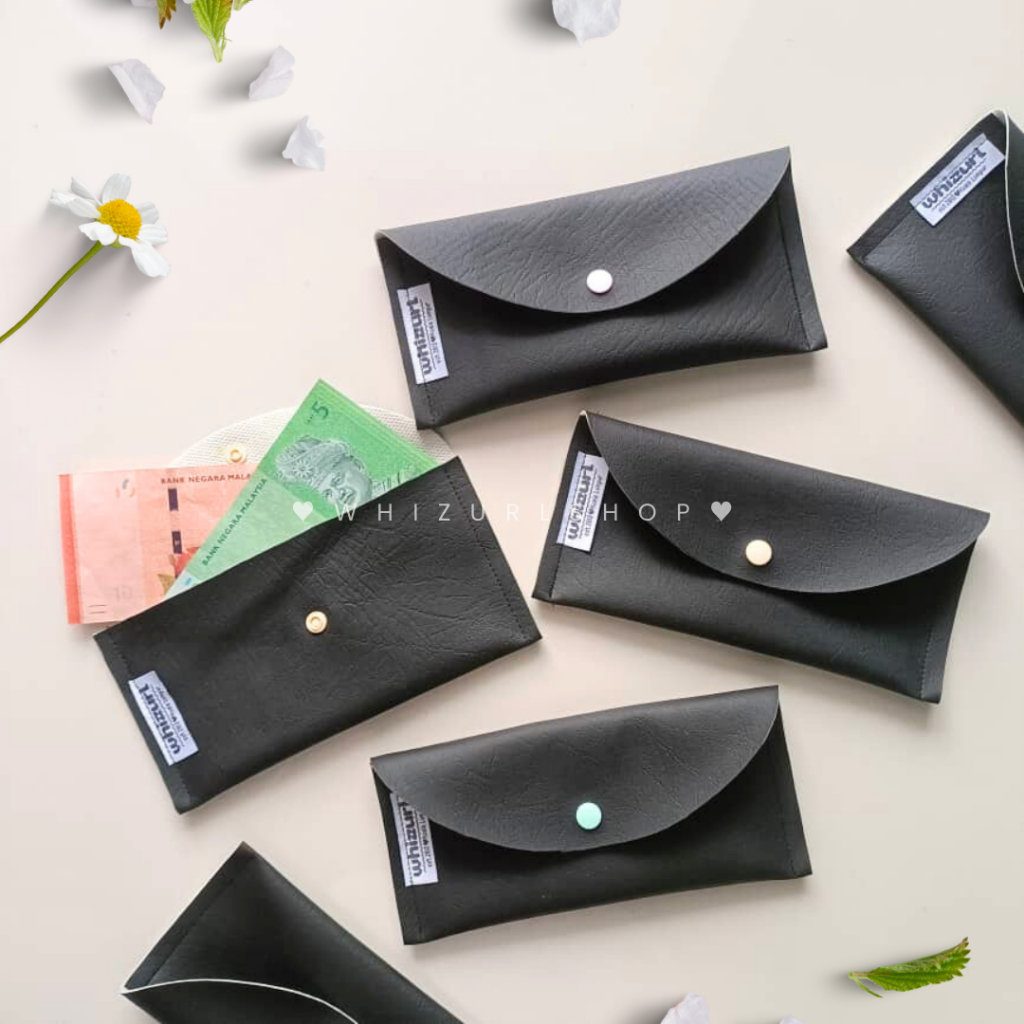 WS Handmade Reusable Cash Envelope - Sleek Black Waterproof Money ...