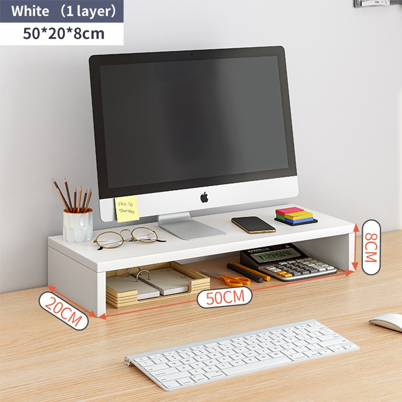 Computer Monitor Rack Drawer Wood Desktop Shelf 1/2 Layer Screen ...