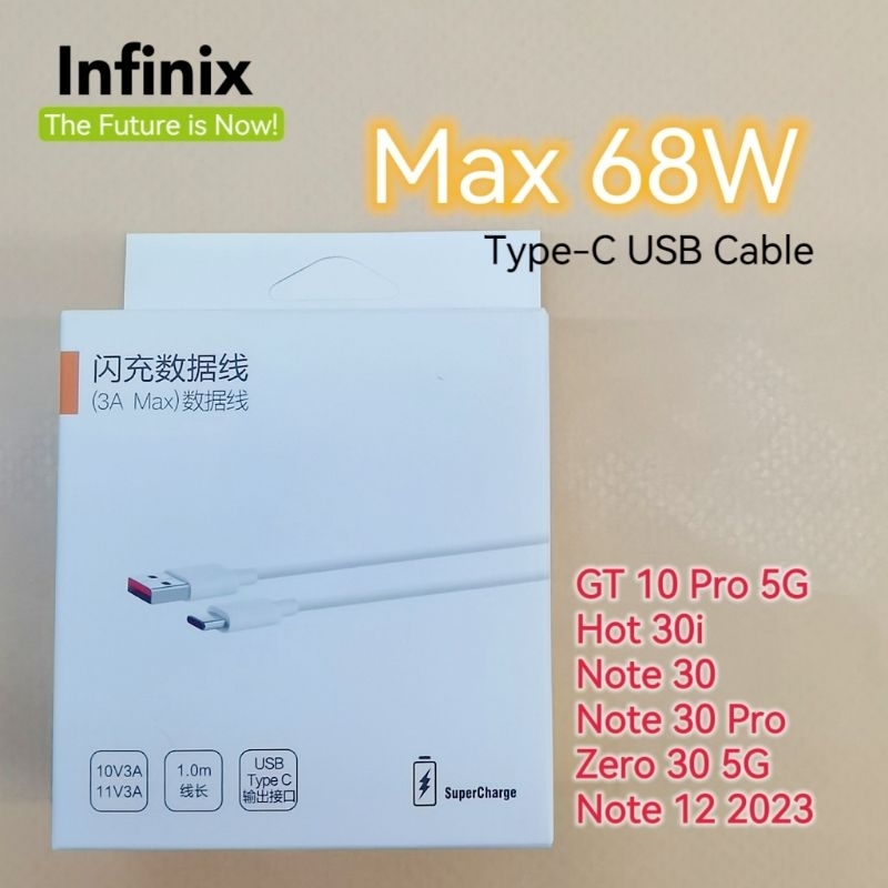 Infinix 68W SuperCharge Type-C USB Cable 100cm Lengths Support Fast ...