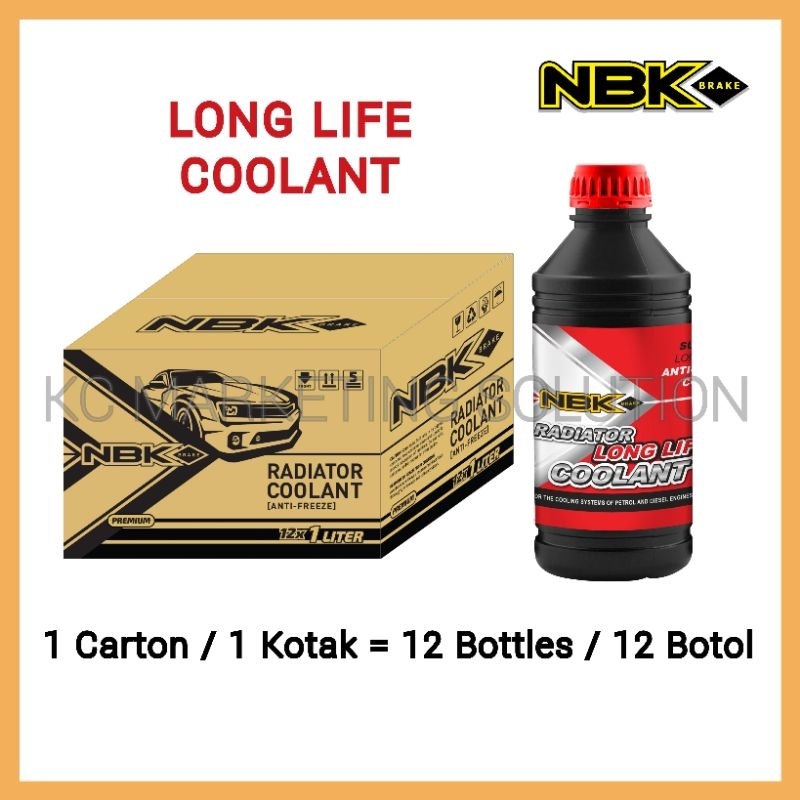 [1 Carton = 12 Bottles] NBK Radiator Long Life Coolant 1L (For Petrol ...
