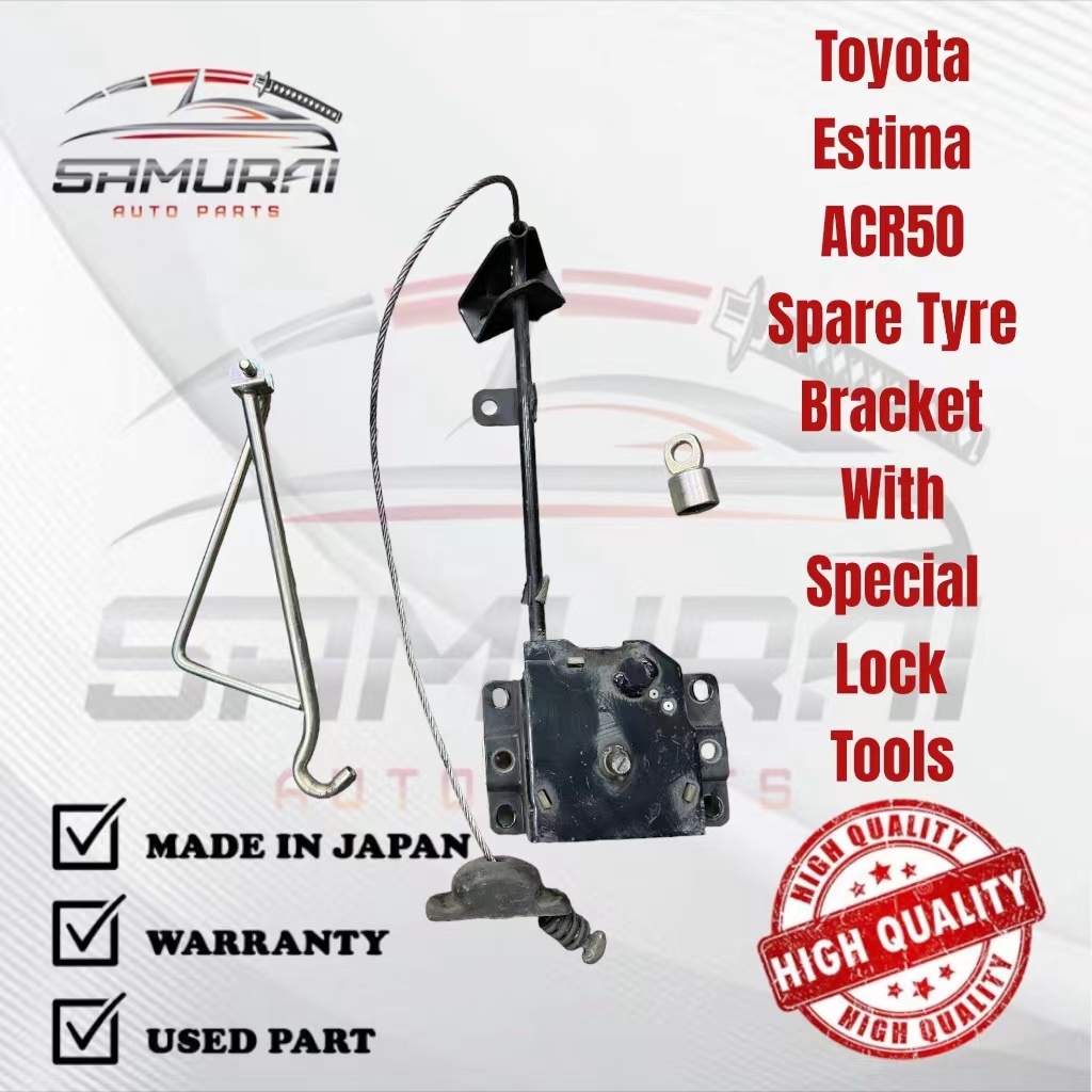 Toyota Estima ACR50 Spare Tyre Bracket with Special LOCK & Tools ...