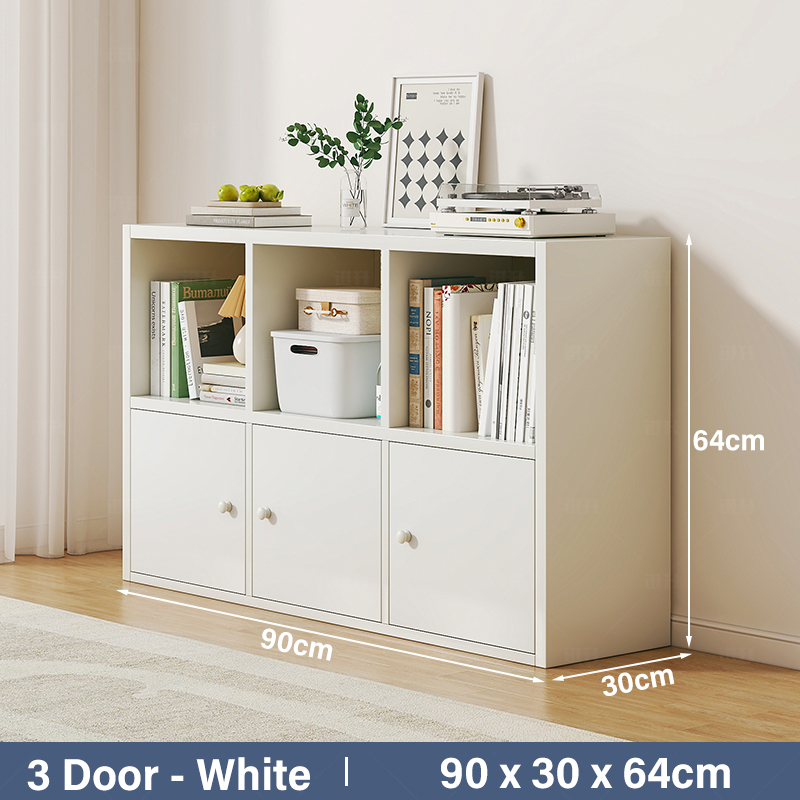 Multipurpose Grid Rack DIY Bookshelf Wooden Book Storage Bookcase ...