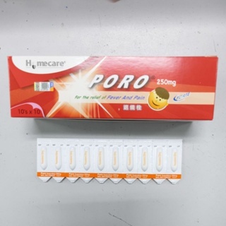 YSP PORO SUPPOSITORY 250MG 10'S (PARACETAMOL) E:1/27 PORO SUPP BOX 100 ...