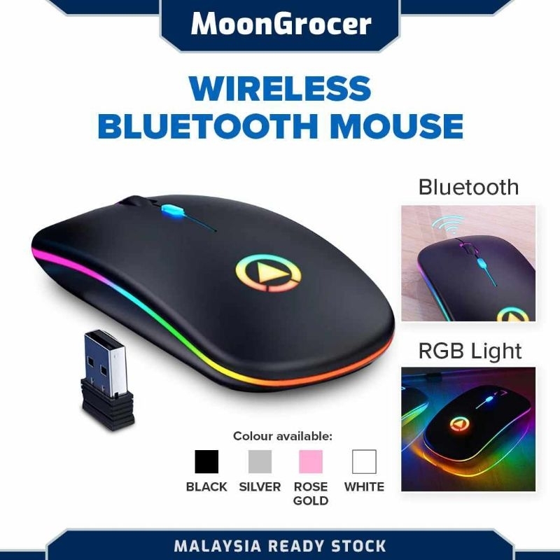 Rechargeable Wireless Bluetooth Mouse Wireless Silent Mouse LED Light ...