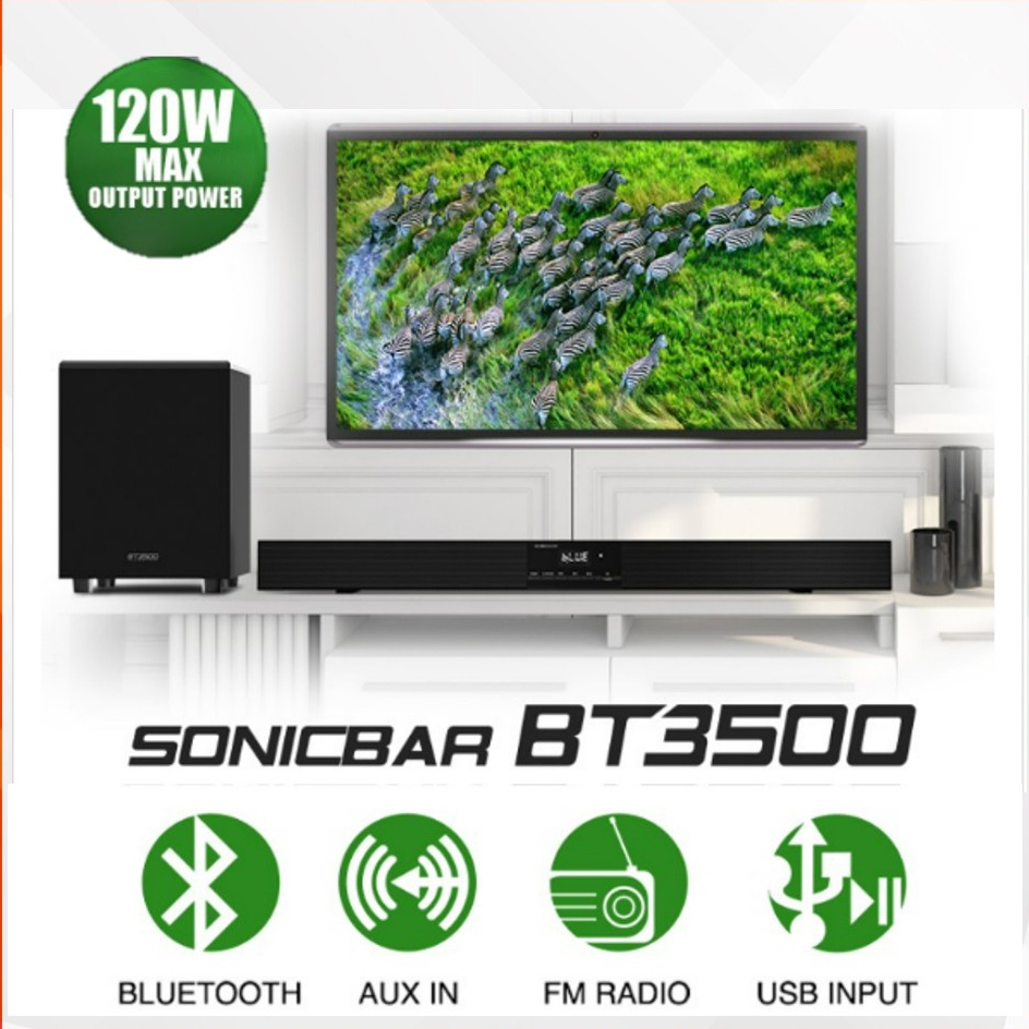 Sonicgear Sonicbar Bt3500 Soundbar and Subwoofer 2 X 3" Driver & 5.25" Wireless Subwoofer ...