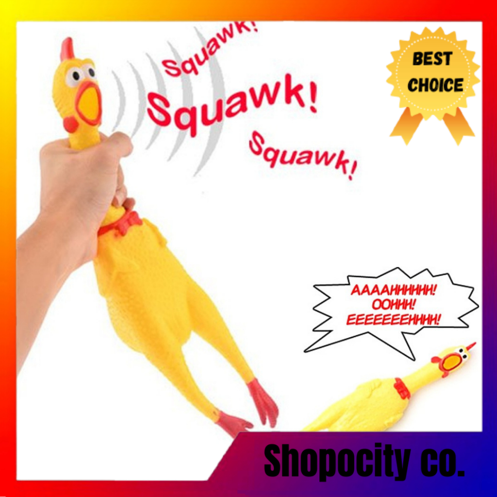 Screaming Rubber Chicken Rooster Squeeze Sound Toy Pet Toys Shrilling ...