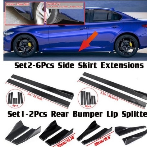 Car Universal Black Grossy Side Skirt Diffuser Body Kit Lip 45cm 75cm ...