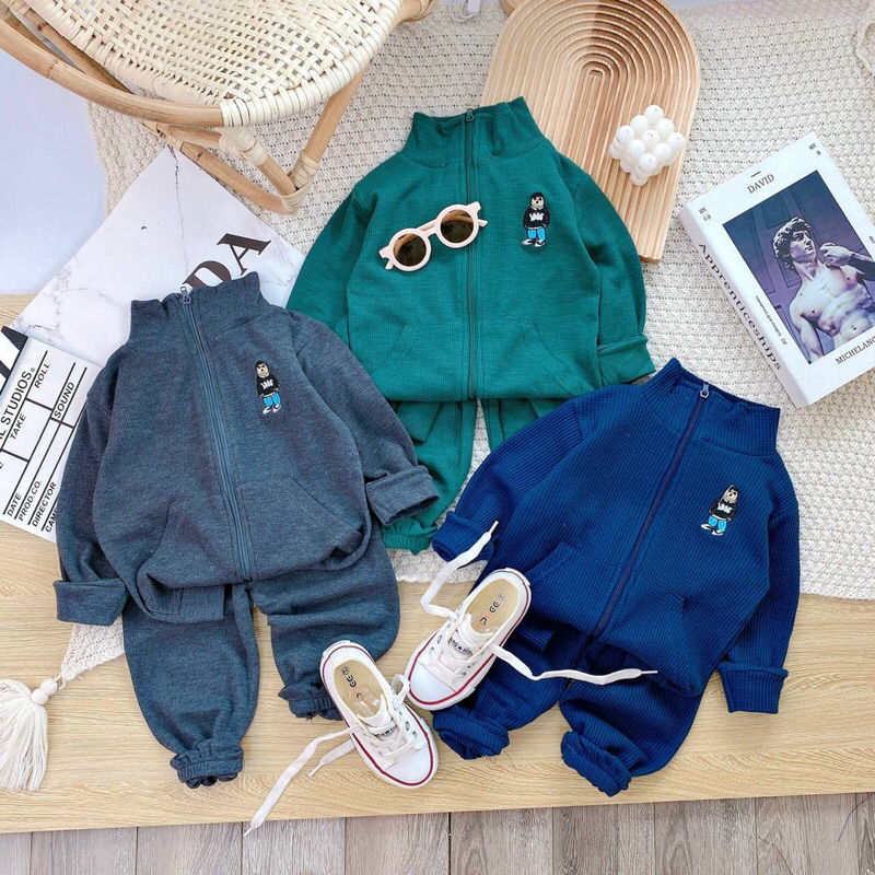 set sweater for kids/ set hoddie, zip, super cool dan smart for boys ...