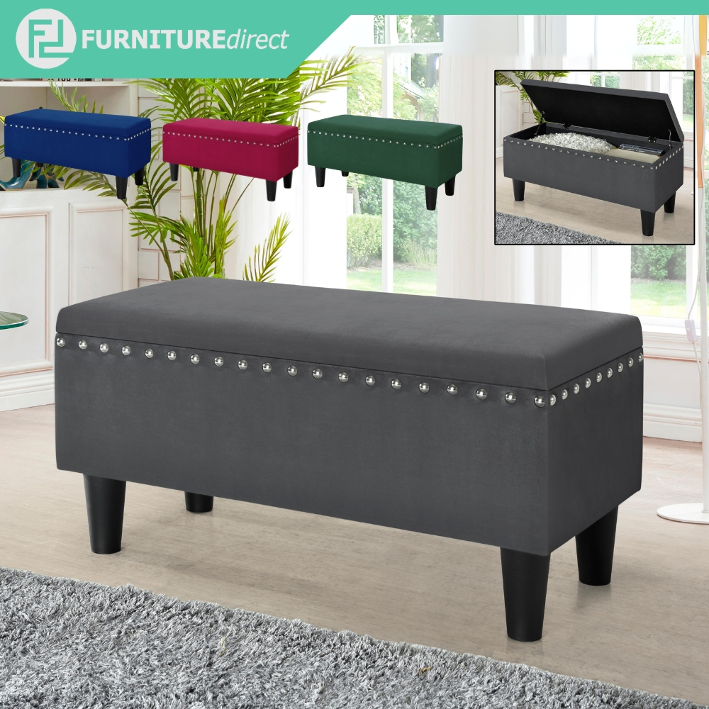 Furniture Direct ANNA 80cm Velvet Fabric Storage Bench-4 Colors ...