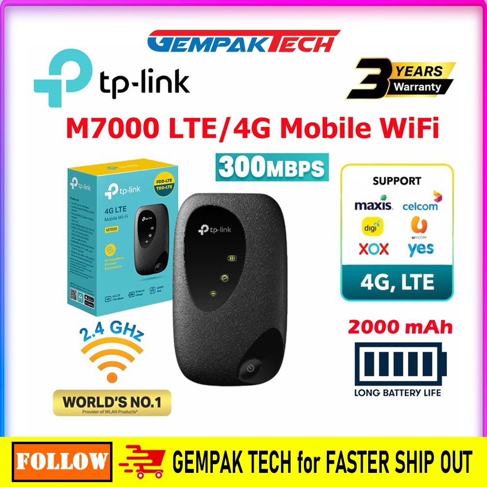 TP-LINK M7000 4G LTE Portable WiFi Direct SIM Modem Router (TP Link Wireless MiFi) Tplink Tp ...