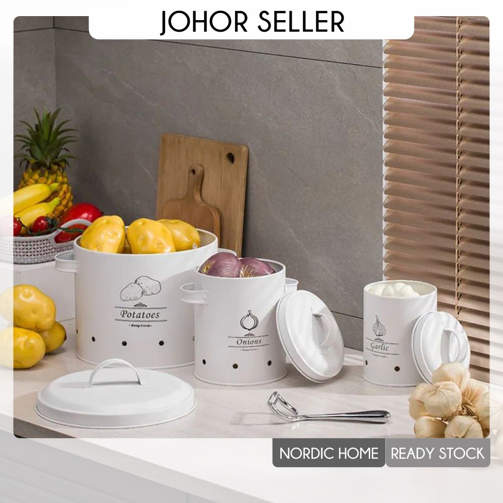 【NordicHome】Antique Potato Onion Kitchen Storage Jar Container Potato ...