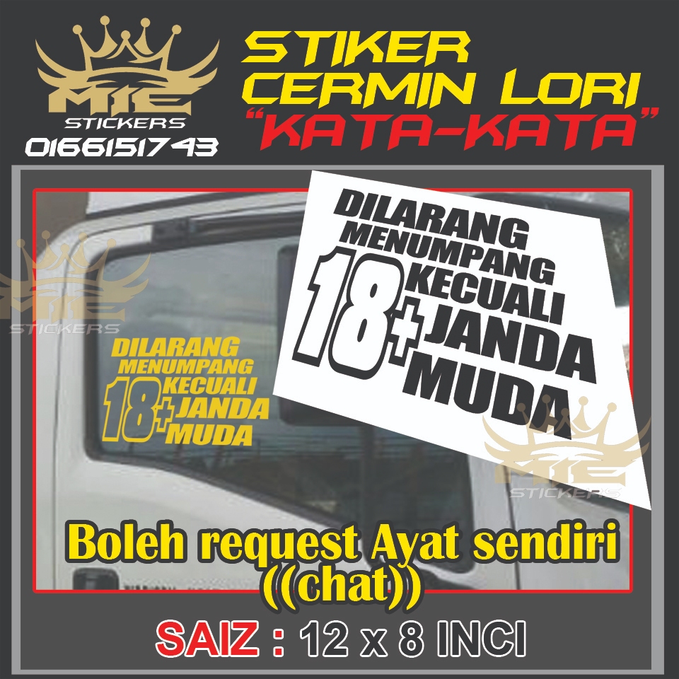 Sticker cermin Lori Ruang Kerja Pilot 18+ Dilarang Menumpang kecuali ...