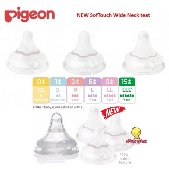 Pigeon *NEW SofTouch™ Wide-Neck Teat - (SS /S /M /L /LL/ LLL ) | Shopee ...