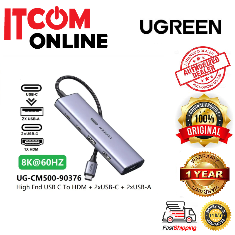 UGREEN 5 IN 1 HIGH END TYPE-C 4.0 TO 2 USB-A + 2 USB-C + 1 HDMI 8K ADAPTER (UG-CM500-90376 ...