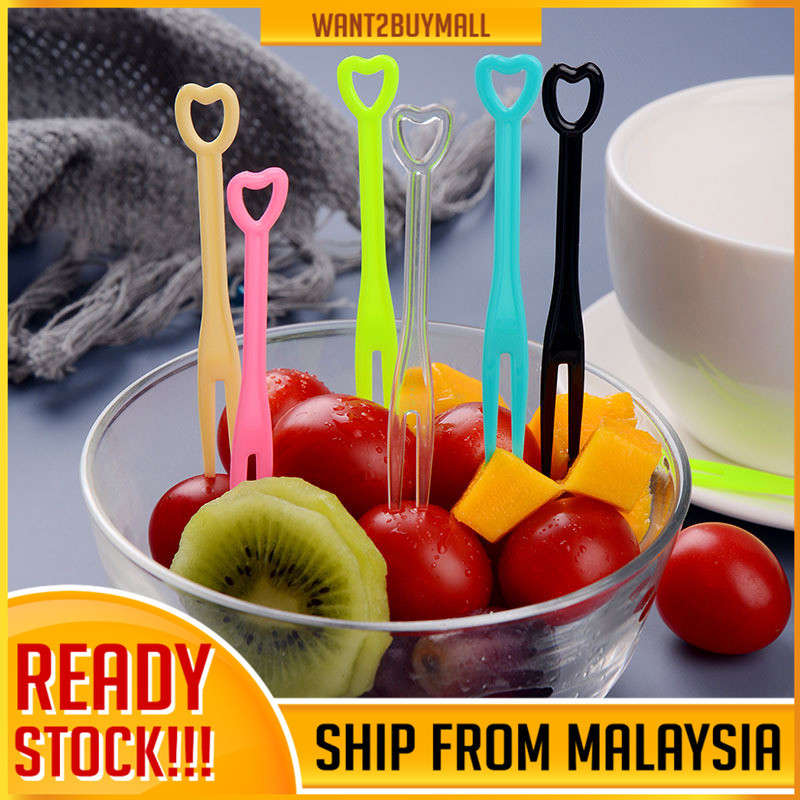 200pcs Individual Single Pack Dessert Plastic Fruit Fork Snack Stick ...