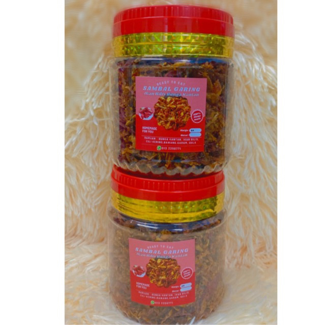 [250gram + 250 Gram] COMBO Sambal garing ikan bilis Bunga Kantan/ Sambal Garing Ikan Bilis ...