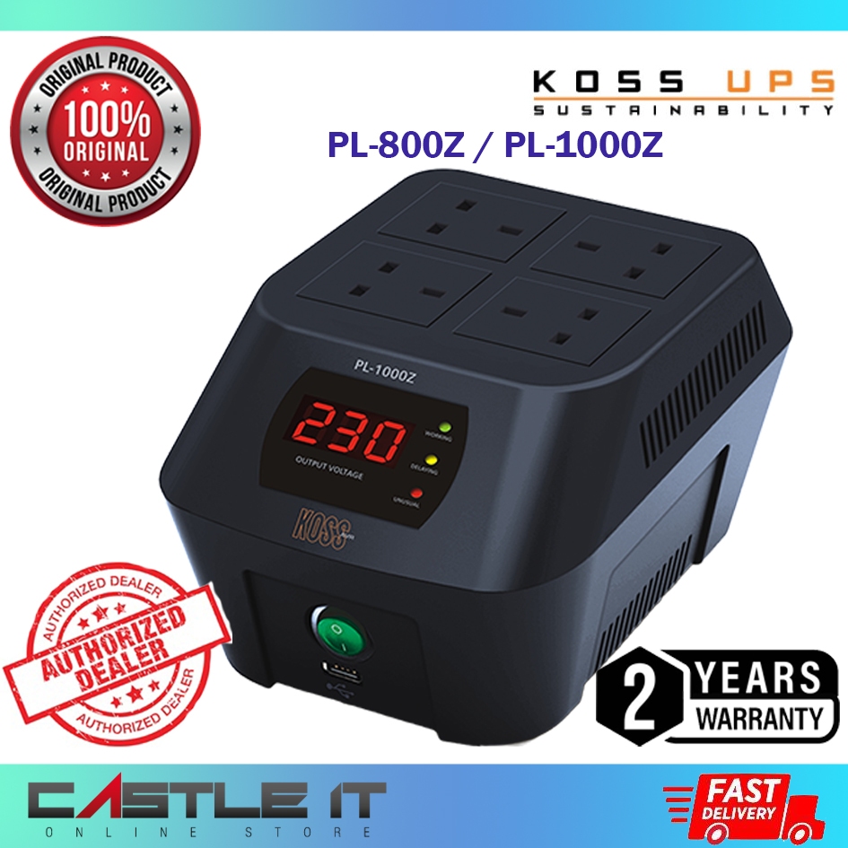 KOSS PL-800Z PL-1000Z 800VA 1000VA AVR Voltage Regulator USB RJ45 Surge ...