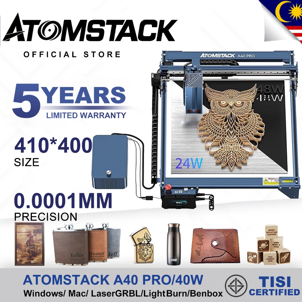 5-Year-Warranty ATOMSTACK A40 Pro Laser Engraver 40W Engraving Cutting ...