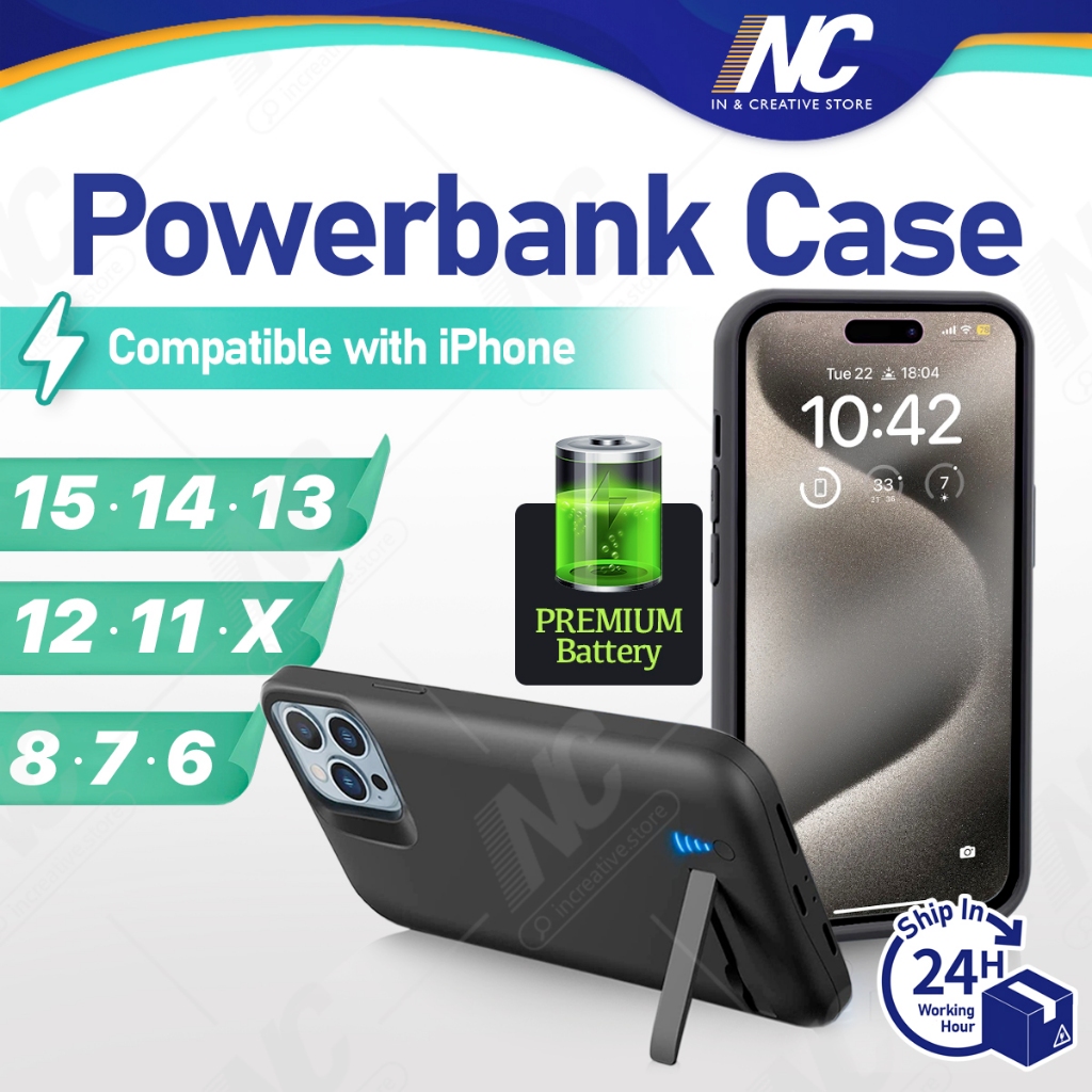Power Bank Case with Foldable Stand for iPhone Powerbank Battery Casing ...