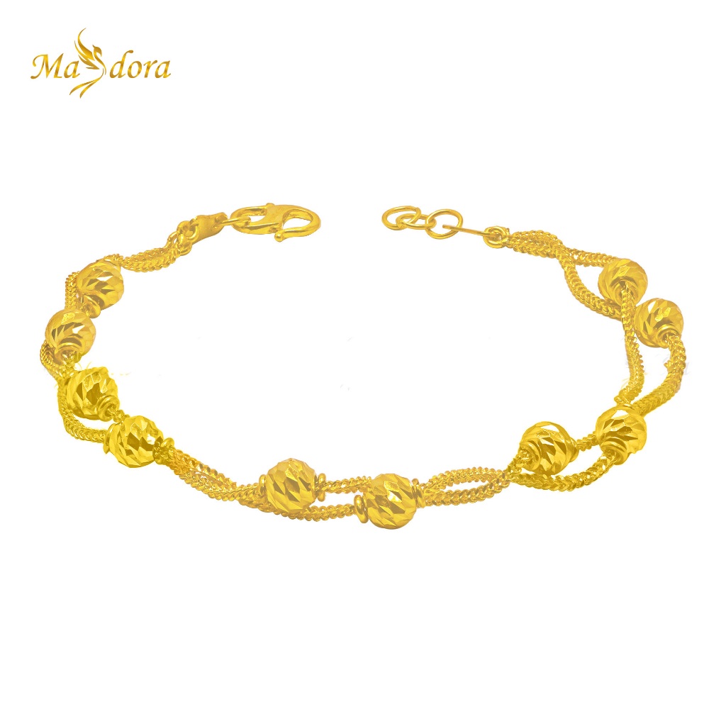 MASDORA 916 Gold Bracelet Rantai Tangan Emas ~ Golden Beads Double ...