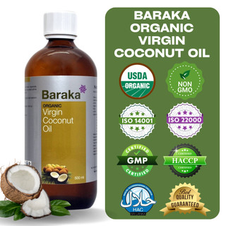 BARAKA Organic Pure Virgin Coconut Oil - 100% Organic Cold Pressed ...