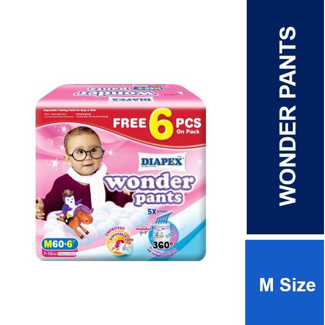 Diapex Wonder Pants Super Jumbo Pack M60+6/L50+6/XL40+6/XXL32+6 x 1 ...