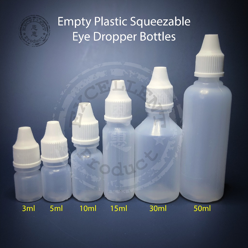 144pcs Eye Drop Dropper Plastic Empty Bottle - 3ml/5ml/10ml/15ml/ Botol ...