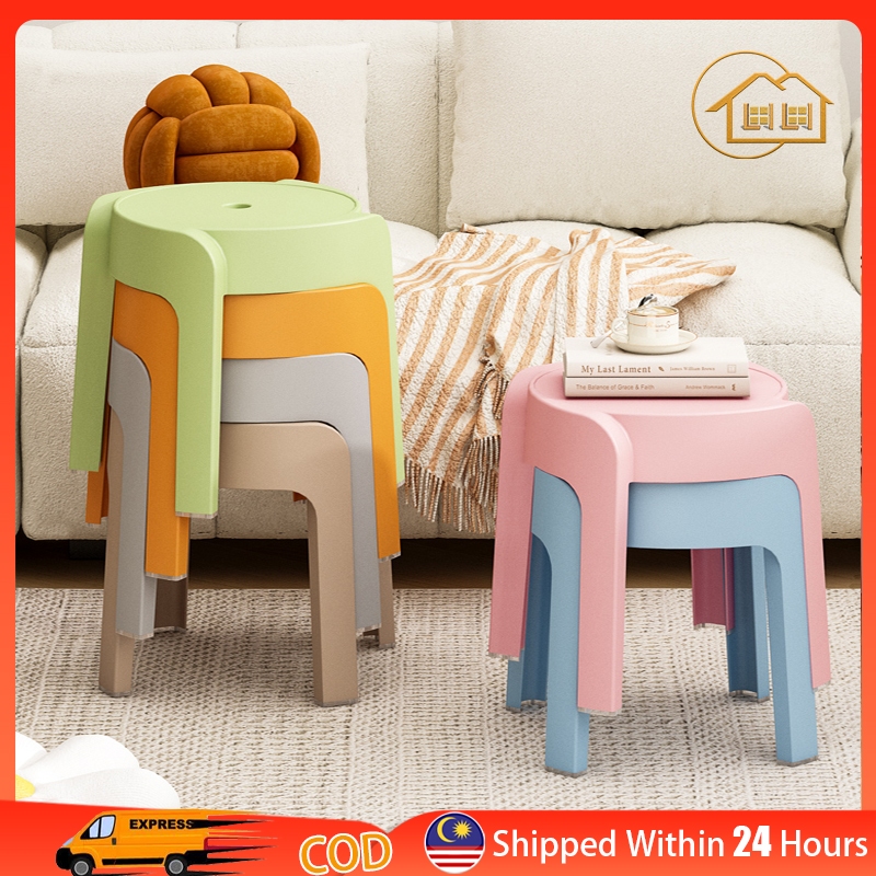 LI-Stool Chair Kerusi Makan Plastic Stool Stack dining chair Cafe PP ...