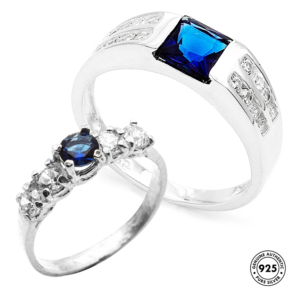 ELFI Blue Tom Fiona 925 Silver Couple Ring C248 | Shopee Malaysia
