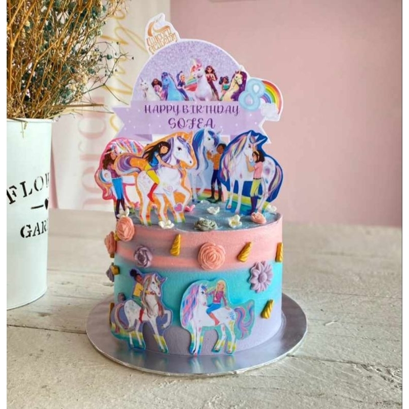 Unicorn Academy Topper Cakes Free Name! | Shopee Malaysia