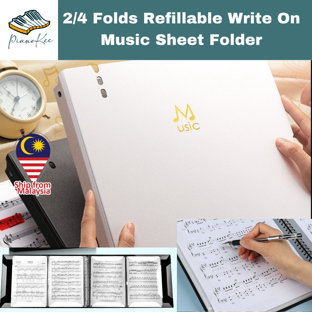 2&4 Folds Refillable Direct Write On Sheet Music Folder, 40/60/80/120 ...