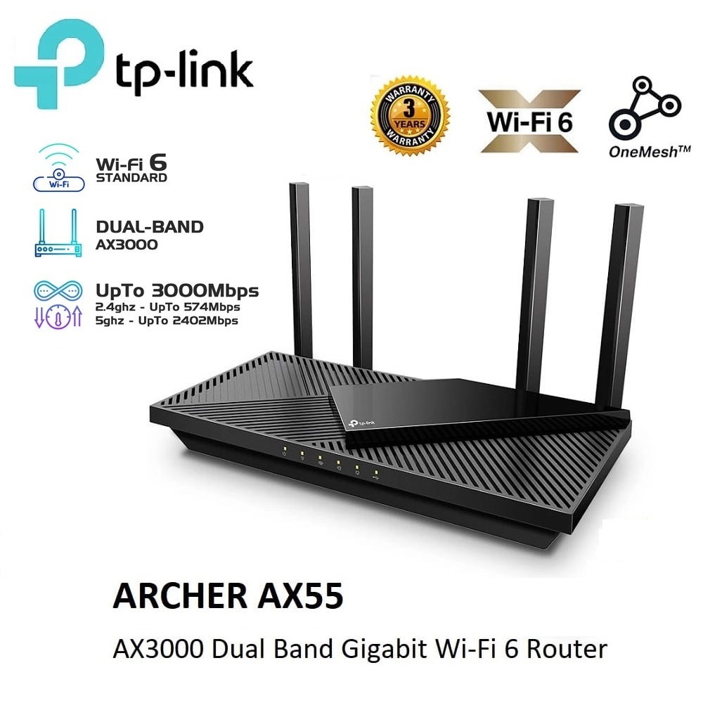 TP-Link Archer AX53 AX55 AX3000 Dual Band WiFi 6 Gig+ Intel Gigabit ...