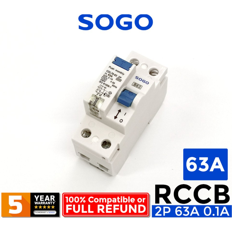 【SIRIM Approved】 SOGO RCCB 63A/40A ELCB Residual Current Circuit ...