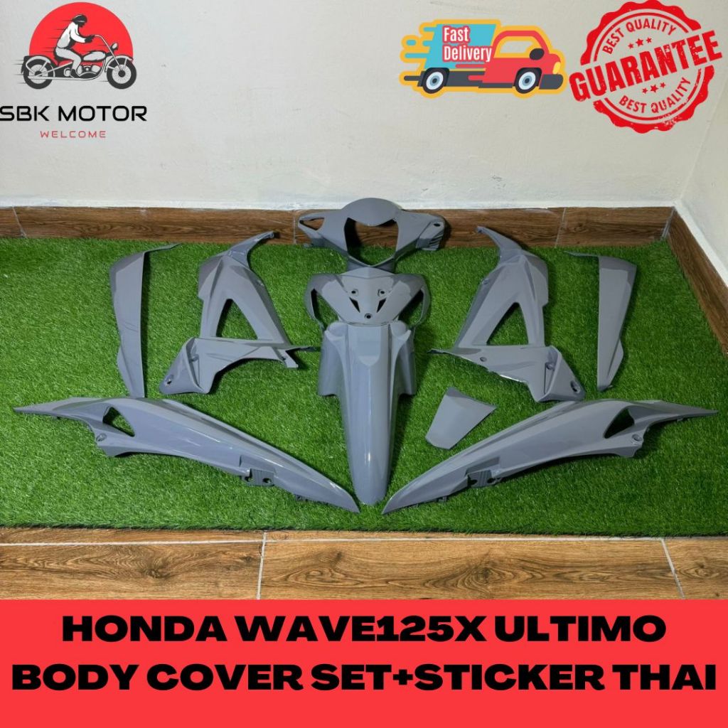 HLD HONDA WAVE125X ULTIMO BODY COVER SET GREY NARDO GREY WITH STIKER ...