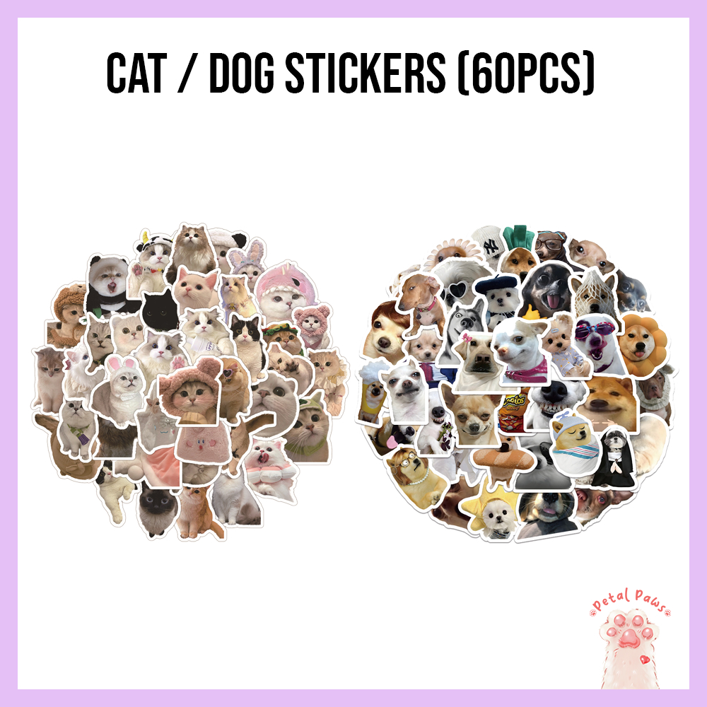 🐾READY STOCK 🐾 Water Proof High Quality Cute Cat Dog Stickers Meme ...