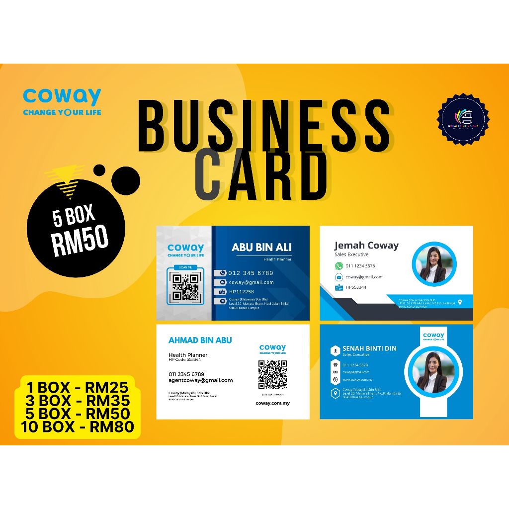 NAME CARD COWAY PROMOSI 5 KOTAK RM50 SAHAJA - SILA BACA DESCRIPTION ...
